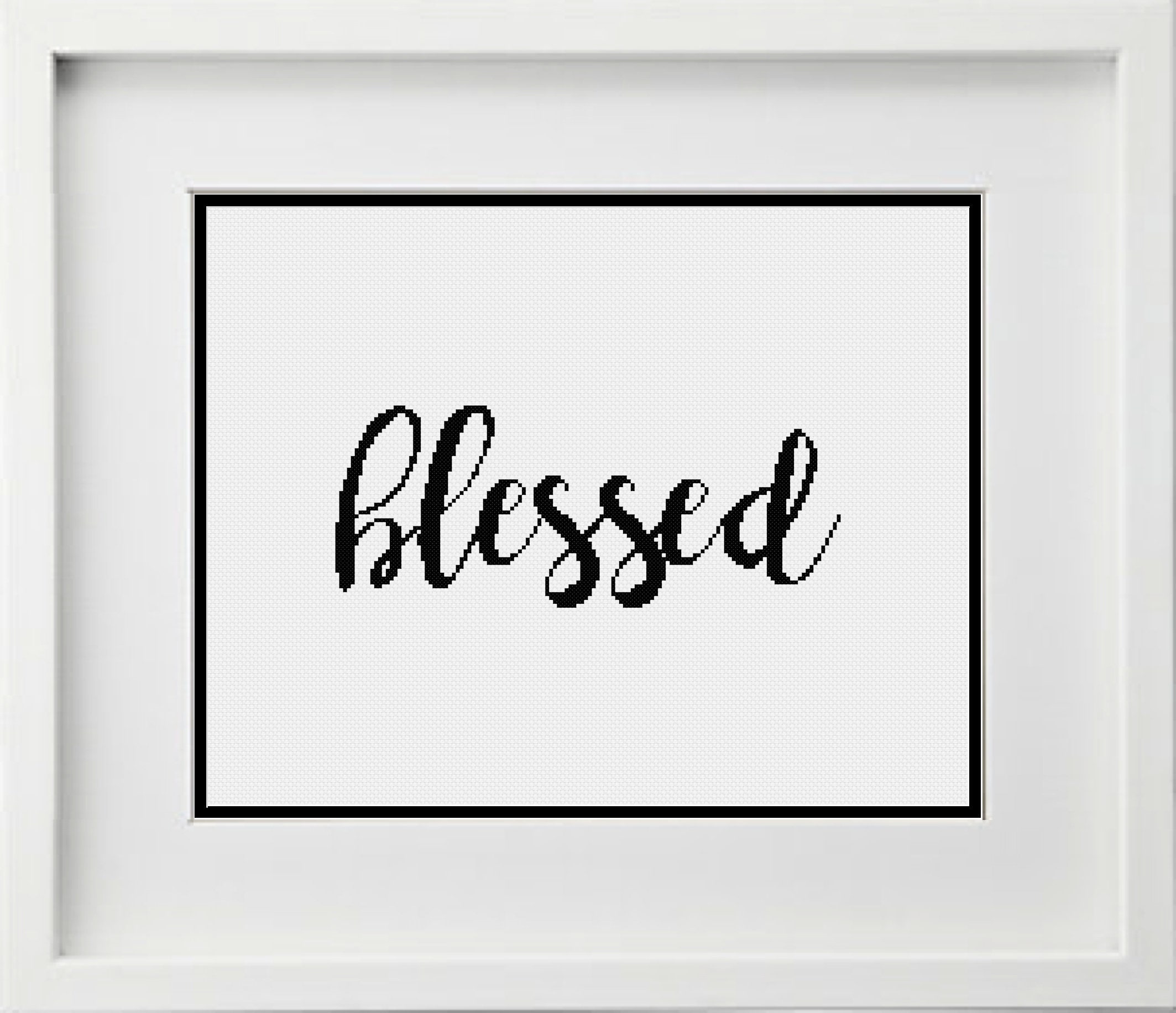 Blessed Handwritten Script Font Large Simple Modern Cross | Etsy