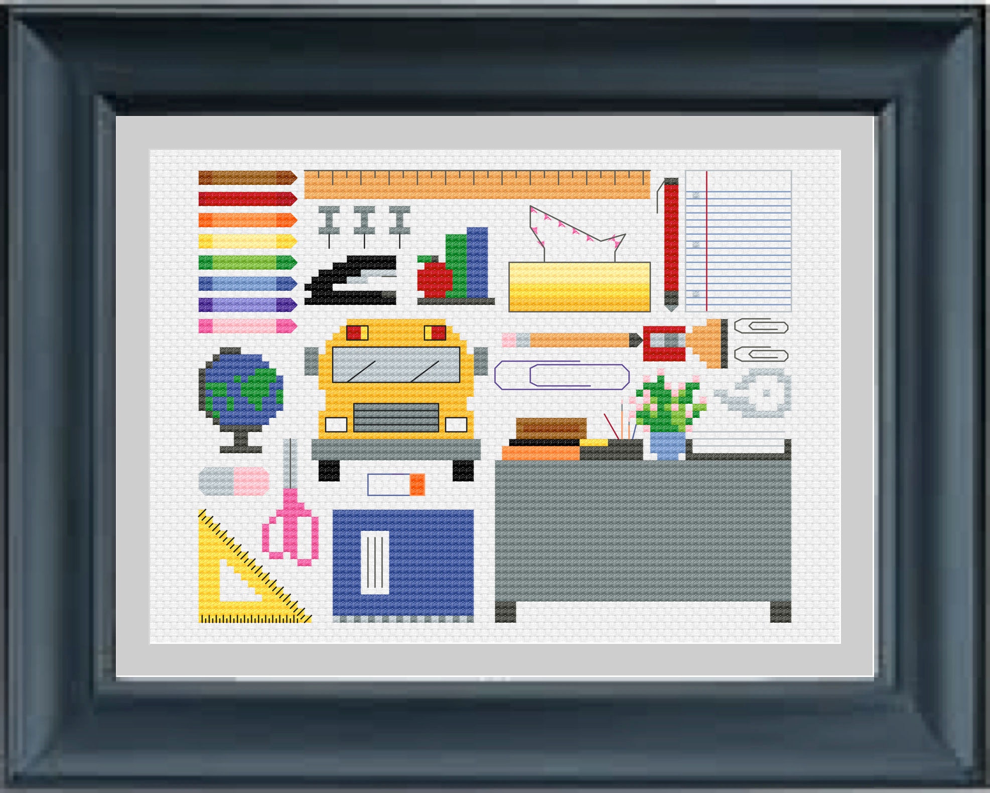 School Sampler Cross Stitch Pattern -- Digital Immediate Download! - Etsy