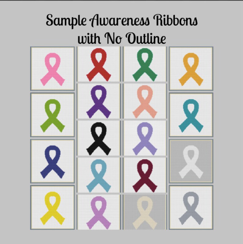 Awareness Ribbon Cross Stitch Pattern you Choose Your Solid - Etsy