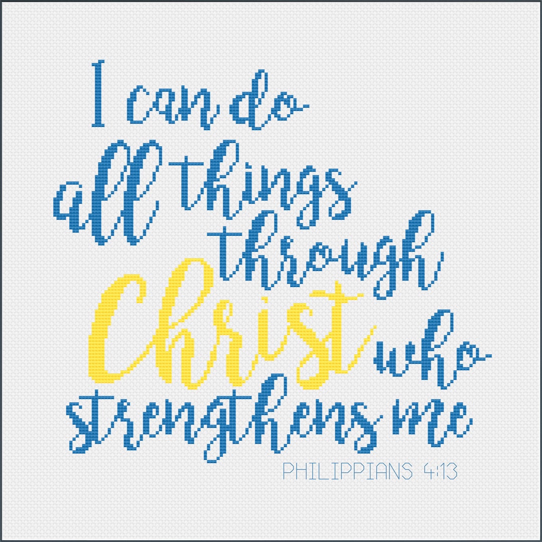 Philippians 4:13 Bible Verse Cross Stitch Pattern "i Can Do All Things ...