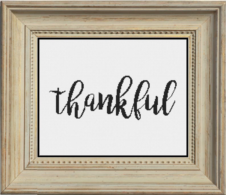 Thankful {simple Modern Handwritten Script Font} Cross Stitch Pattern ...