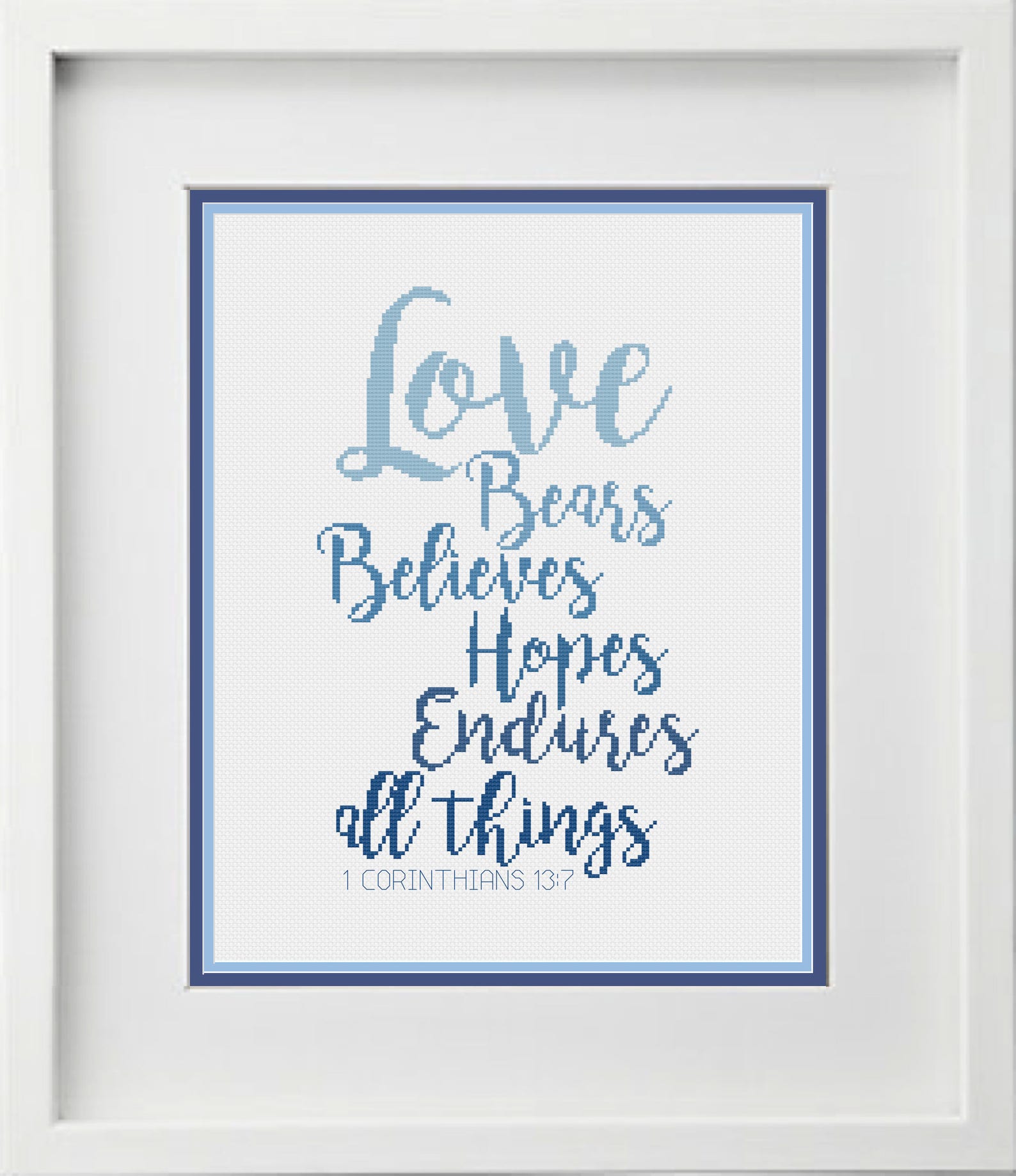 1 Corinthians 13:7 Bible Verse Cross Stitch Pattern "love Bears All ...