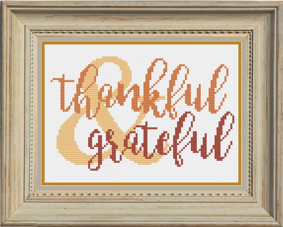 Thankful and Grateful Modern Cross Stitch Pattern Instant | Etsy