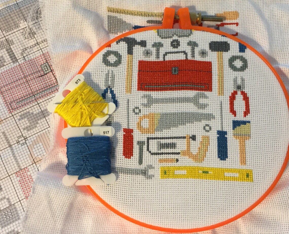 Tools Sampler Handyman Construction Cross Stitch Pattern -- Instant ...