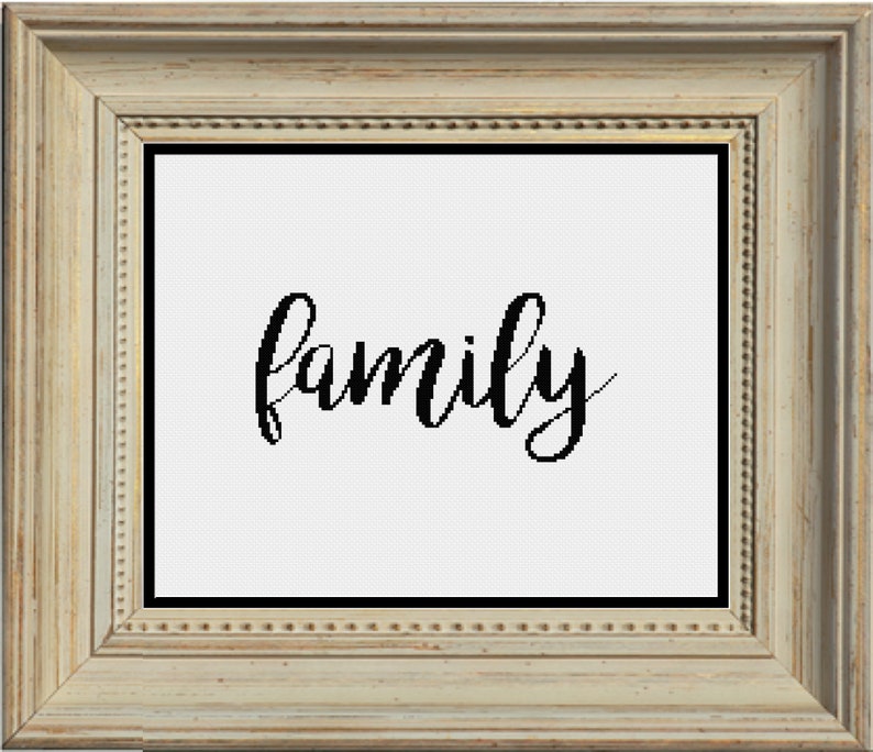 Family {handwritten Script Font} Large Simple Modern Cross Stitch ...
