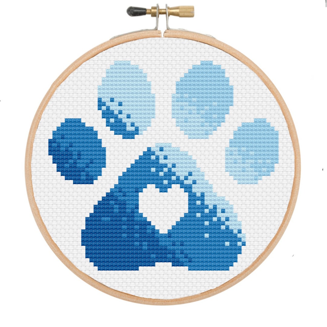 Paw Print With Heart Ombre Color Fade Blue {dog or Cat} Small {4 X 3.6 ...