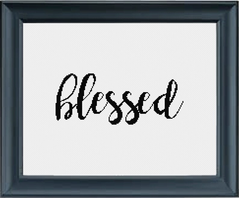 Blessed {handwritten Script Font} Large Simple Modern Cross Stitch ...