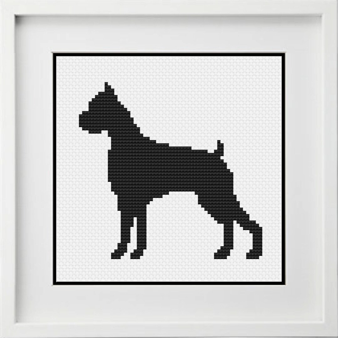 Boxer Dog Silhouette Cross Stitch Pattern -- Instant Digital PDF ...
