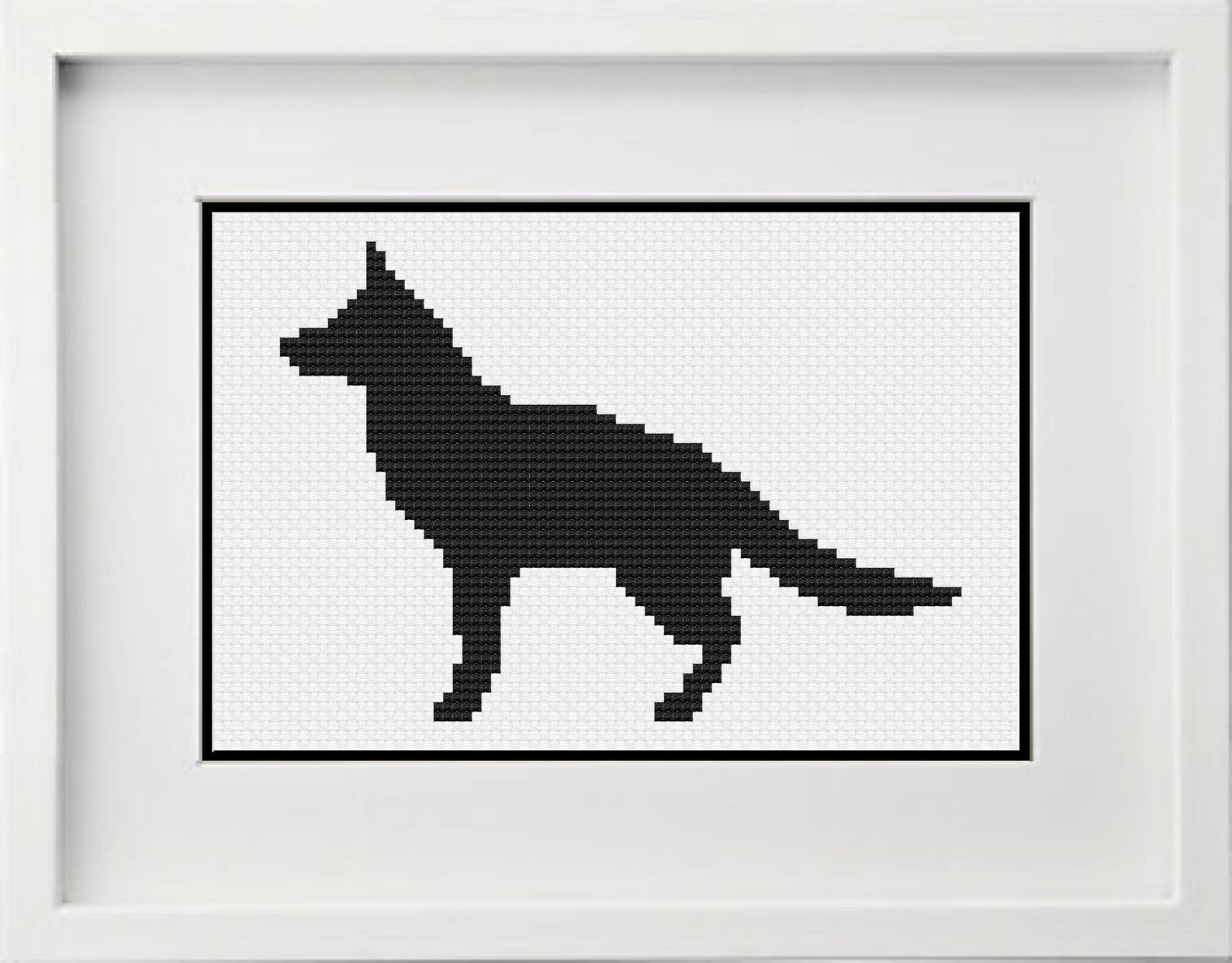 German Shepherd Dog GSD Silhouette Cross Stitch Pattern | Etsy