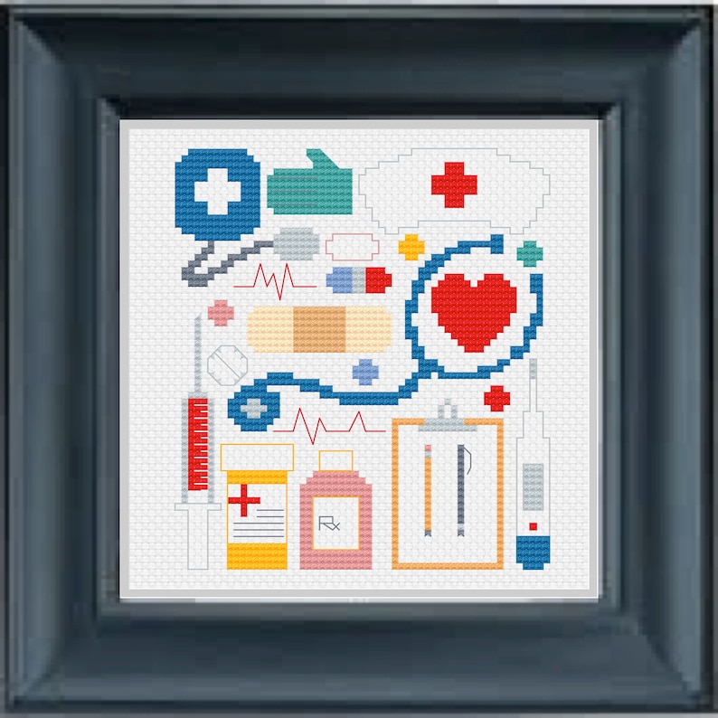 Doctor Nurse Medical Professional Sampler Cross Stitch Pattern ...