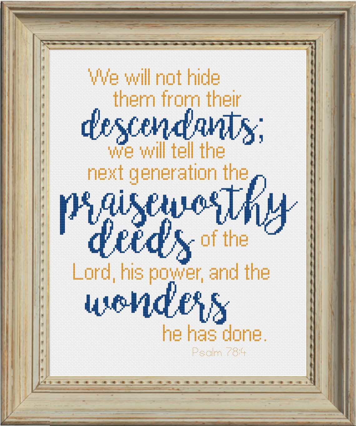 Bible Verse Cross Stitch Pattern Psalm 78:4 Full Verse We | Etsy