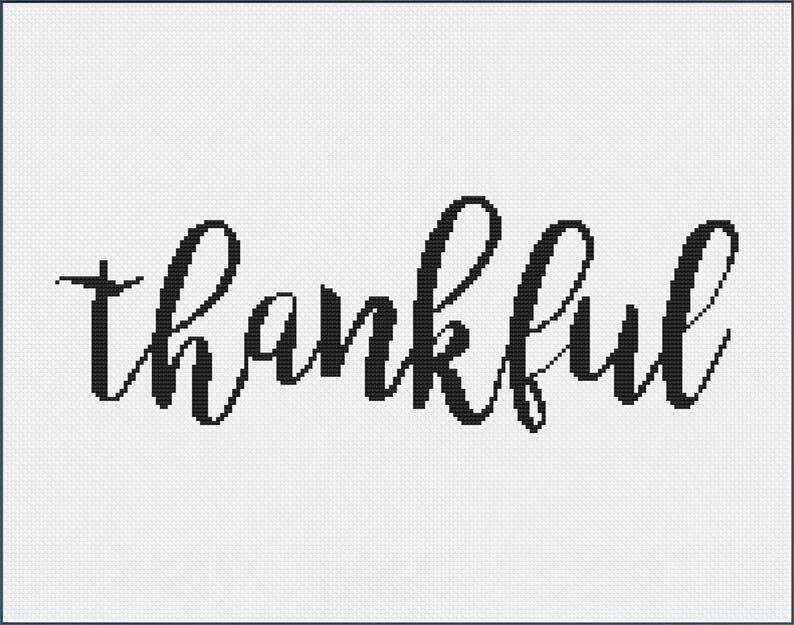 Thankful {simple Modern Handwritten Script Font} Cross Stitch Pattern ...