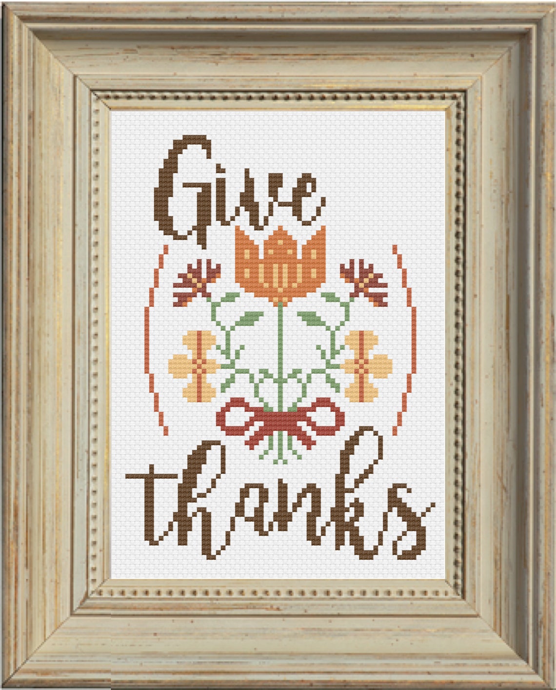 Give Thanks Cross Stitch Pattern -- Thanksgiving Harvest Fall Autumn ...