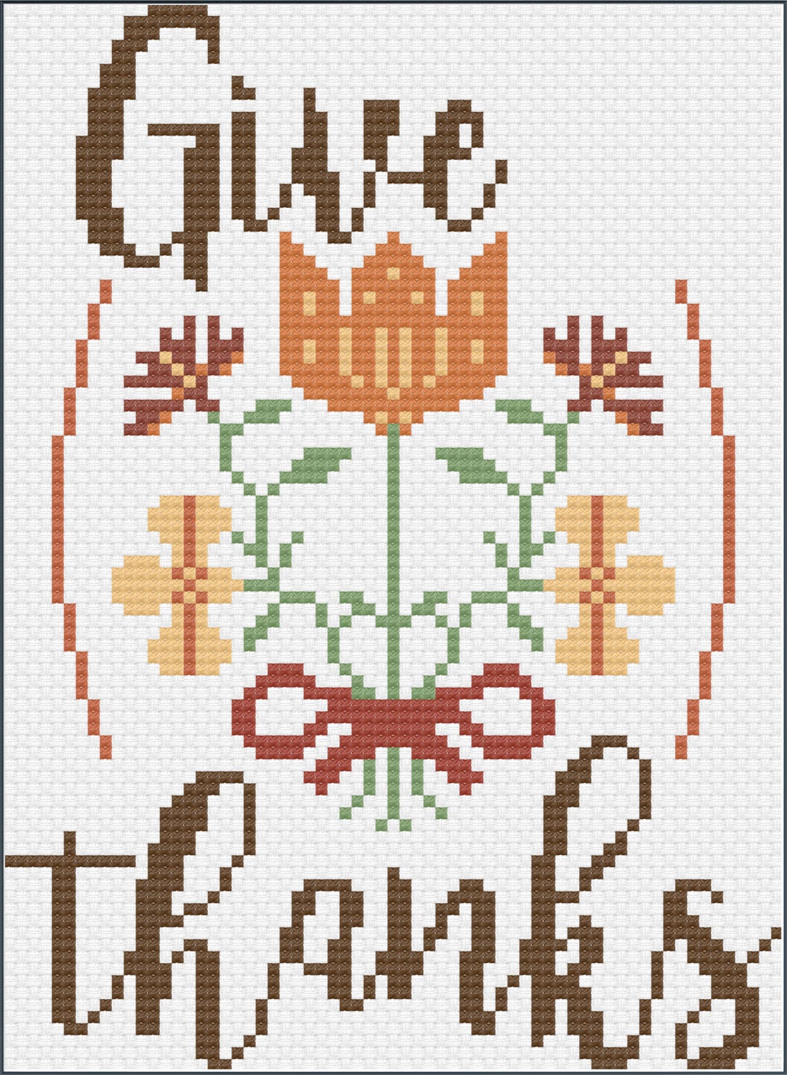 Give Thanks Cross Stitch Pattern -- Thanksgiving Harvest Fall Autumn ...