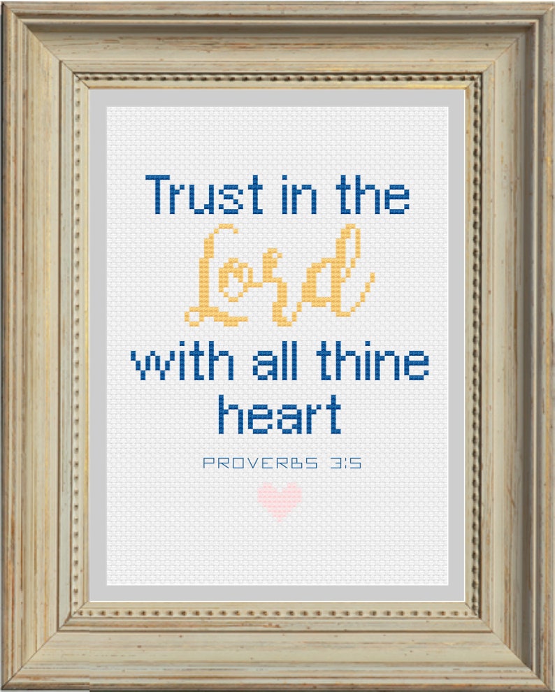 Bible Verse Cross Stitch Pattern Proverbs 3:5 KJV trust | Etsy