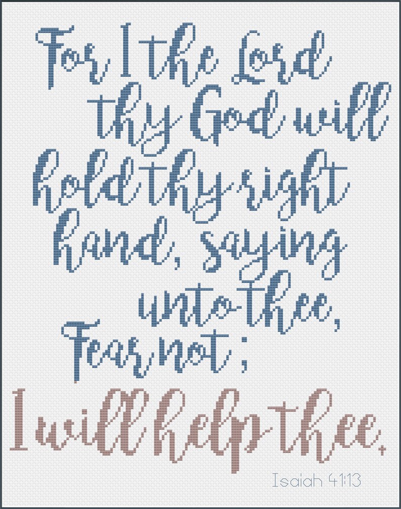 Bible Verse Isaiah 41:13 Cross Stitch Pattern for I the - Etsy