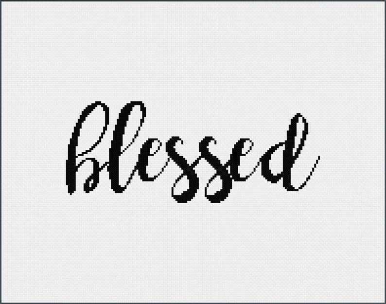 Blessed {handwritten Script Font} Large Simple Modern Cross Stitch ...