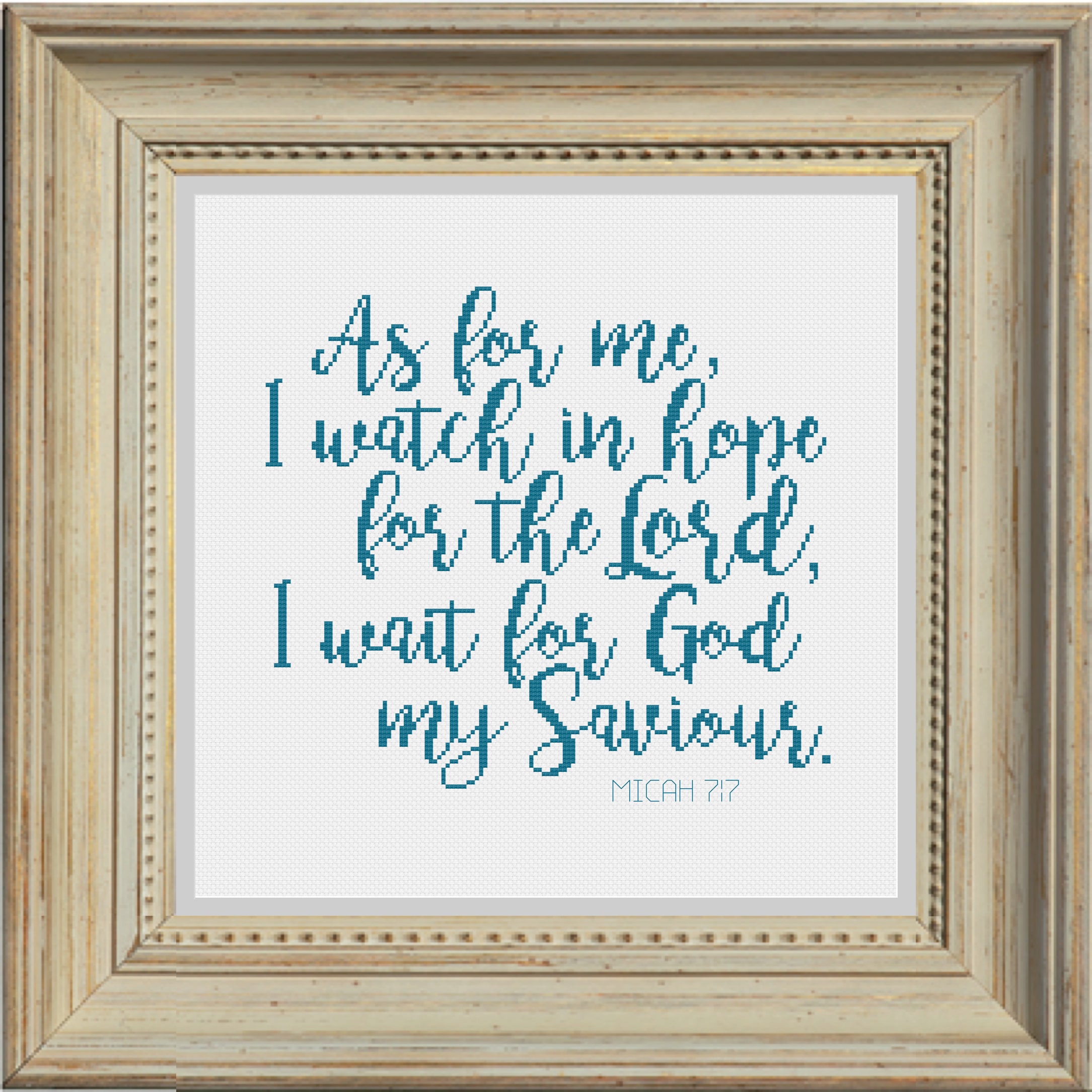 Micah 7:7 Bible Verse Cross Stitch Pattern As for me I | Etsy