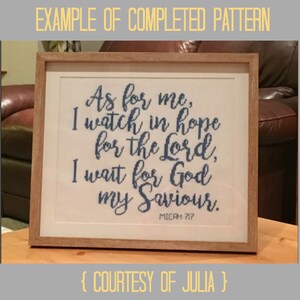 Micah 7:7 Bible Verse Cross Stitch Pattern "as for Me, I Watch in Hope ...