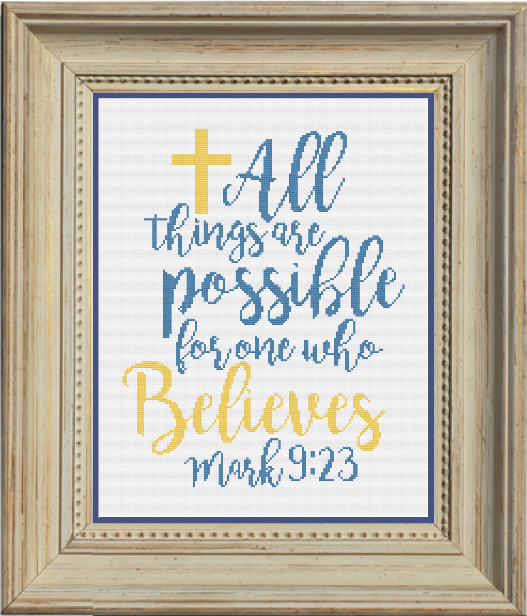 Mark 9:23 Bible Verse Cross Stitch Pattern "all Things Are Possible for ...