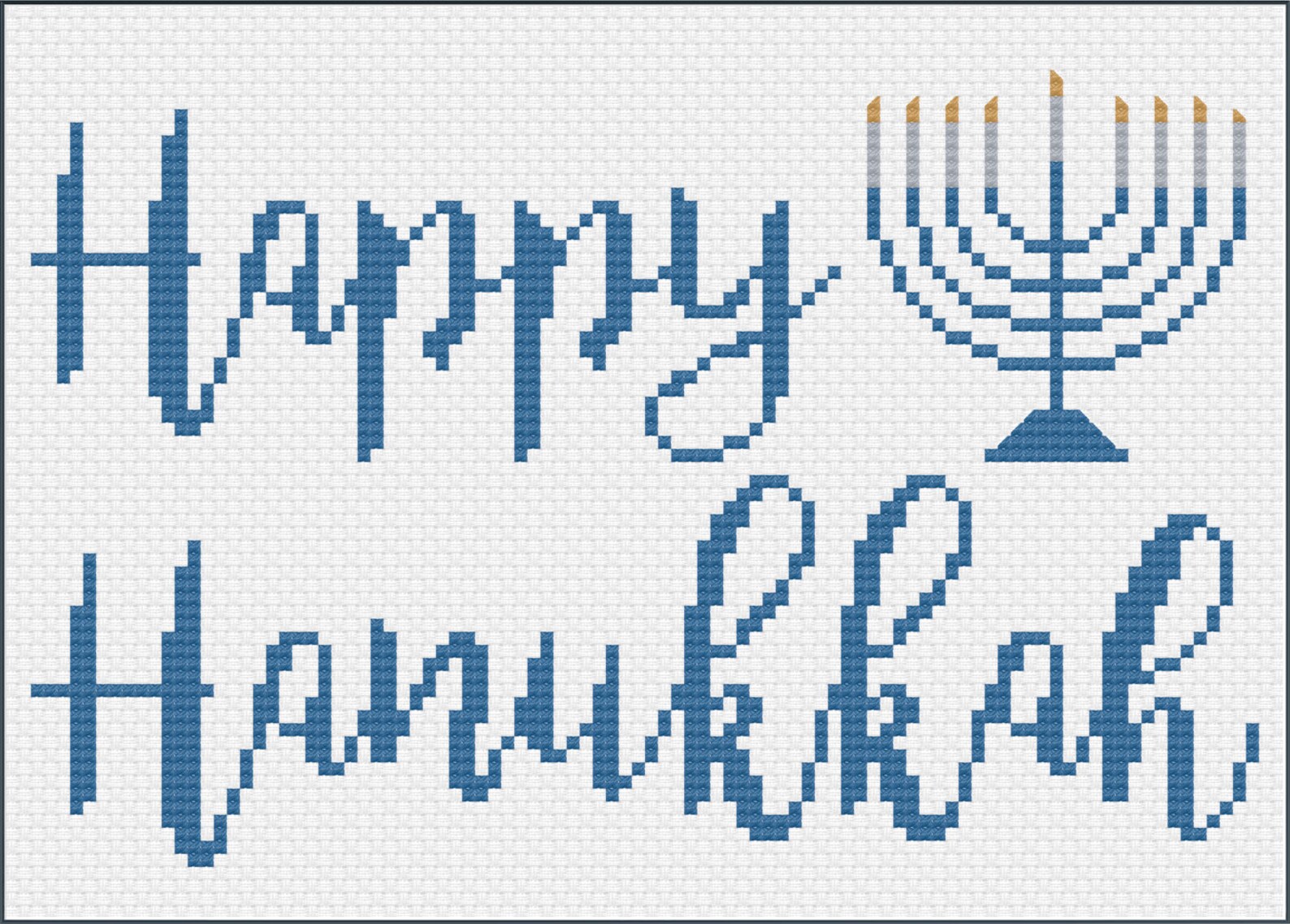 Happy Hanukkah With Menorah Cross Stitch Pattern -- Instant Digital PDF ...