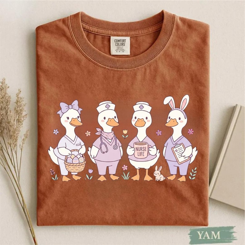 Easter Nurse Shirt, Duck RN Spring Graphic Tee, Comfort Colors Bunny ...
