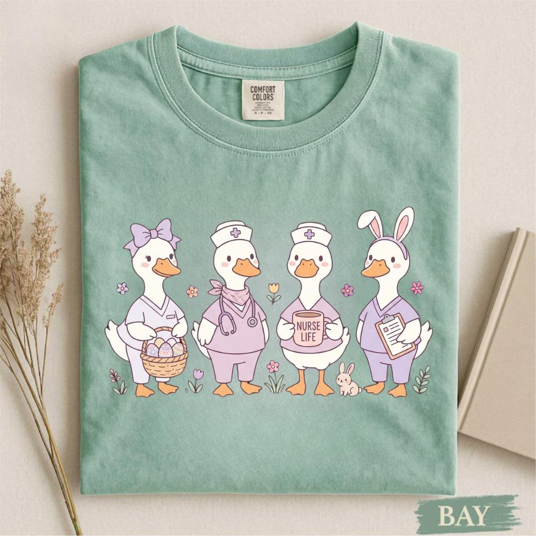 Easter Nurse Shirt, Duck RN Spring Graphic Tee, Comfort Colors Bunny ...