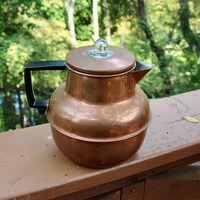 Engraved Solid Copper Coffee Pot, Handmade Copper Stovetop Coffee Pot ...