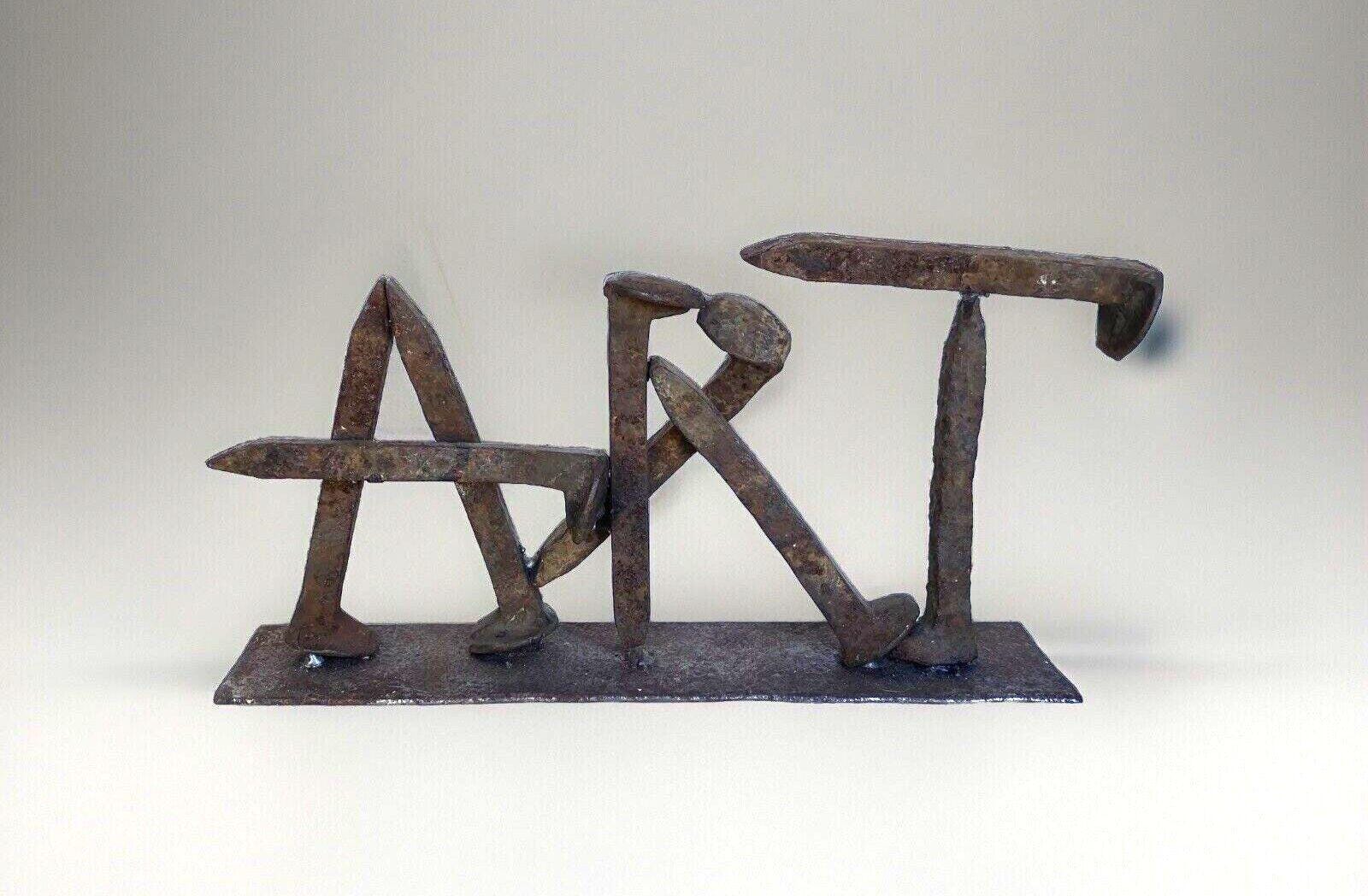 Heavy Welded Railroad Spike/stake Sculpture OOAK 'ART' Sign , 14" Base ...
