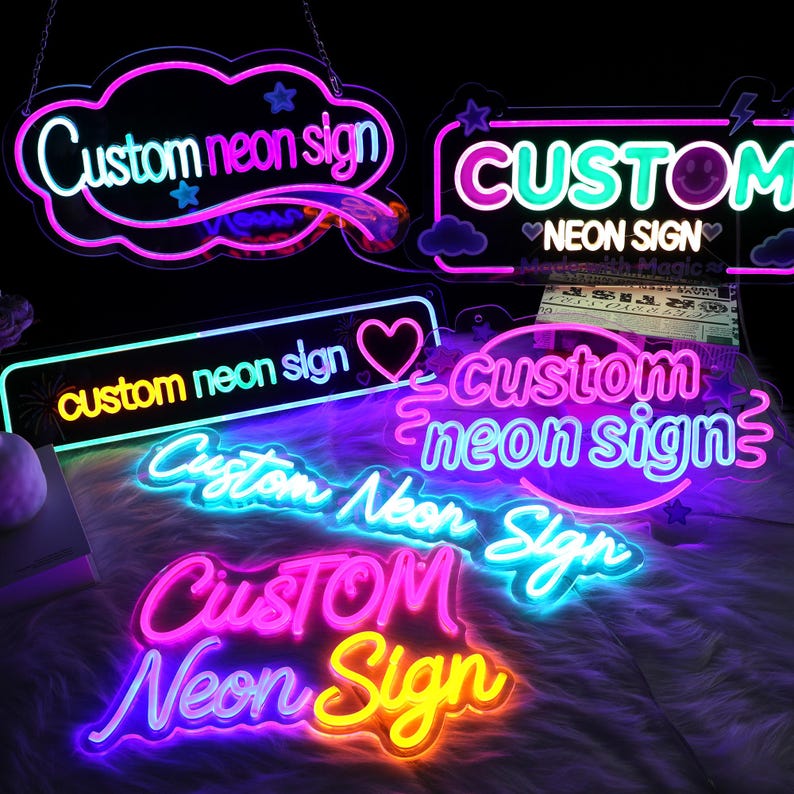 Custom LED Neon Sign, Personalized Name Wall Art, Illuminated Business ...