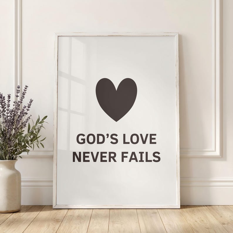 God's Love Never Fails Christian Wall Art, Minimalist Bible Verse ...