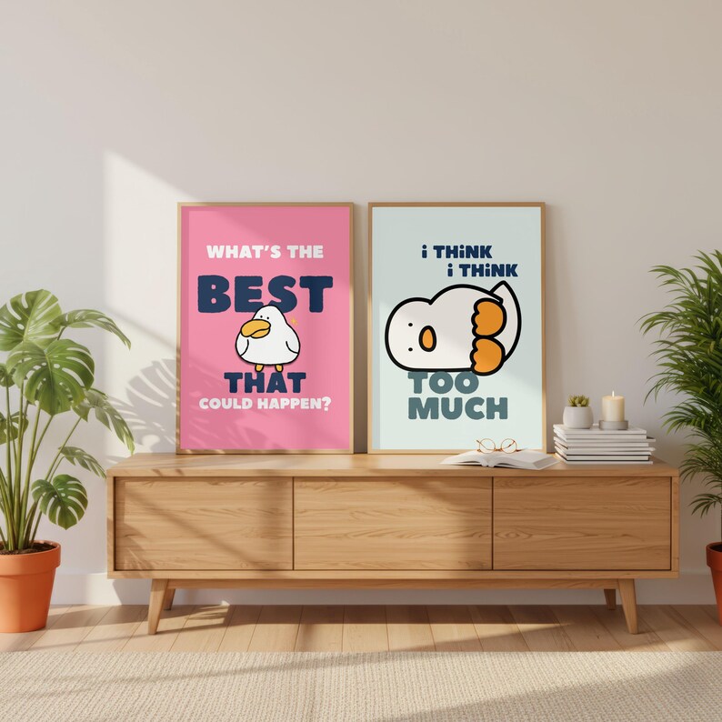 Funny Motivational Duck Wall Art Set, Positive Affirmation Prints ...