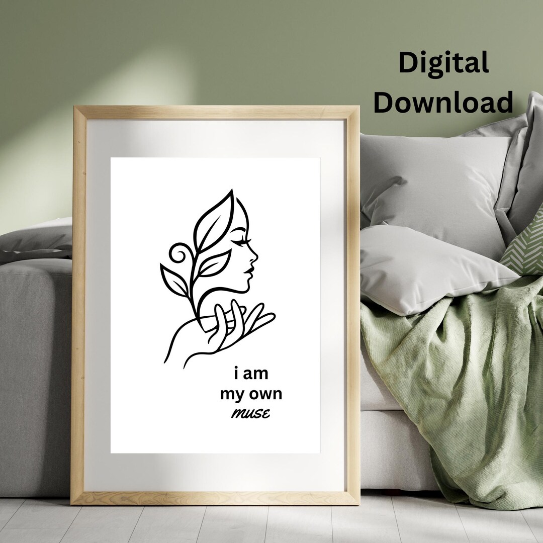 I Am My Own Muse Print | Minimalist Female Line Art | Abstract Woman ...