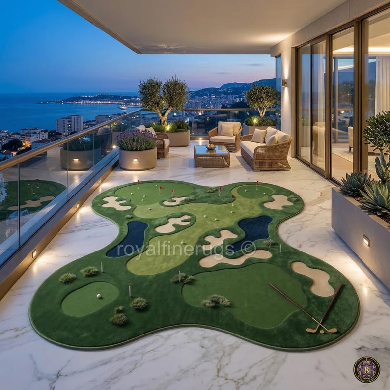 3D Golf Course Rug | Hand-tufted Novelty Carpet | Irregular Shape Golf ...