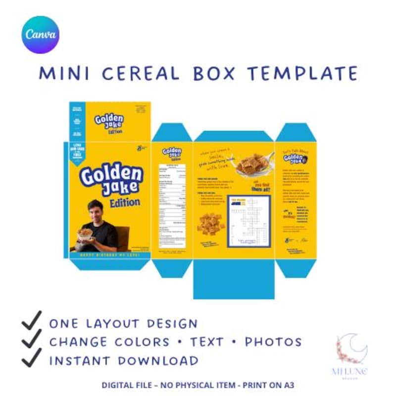Cereal Box Template - Etsy