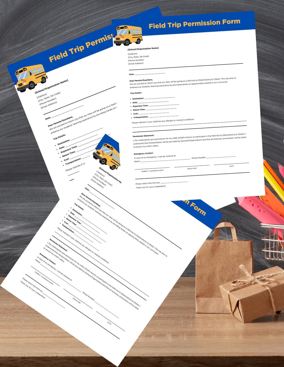 Field Trip Permission Form Printable Daycare Preschool Editable PDF ...