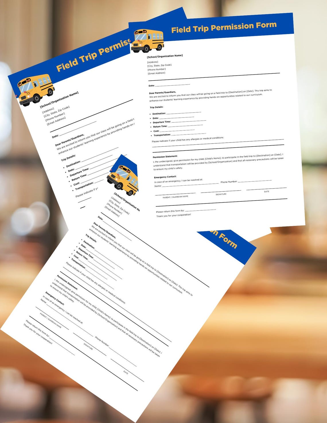 Field Trip Permission Form Printable Daycare Preschool Editable PDF ...