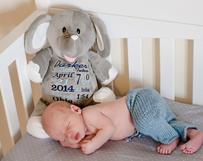 Birth Announcement Stuffed Animal - Embroidered Stuffed Animal - Baby ...