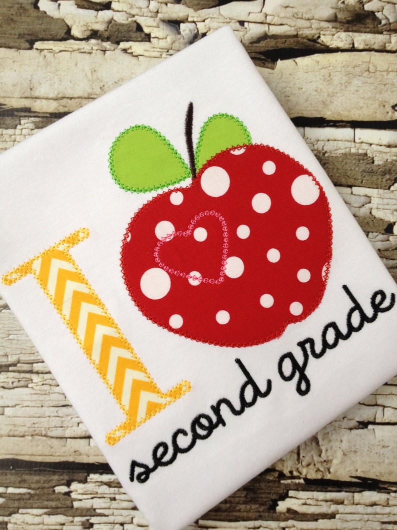 I Love 2nd Grade Shirt - Embroidered Second Grade Shirt - Back to ...