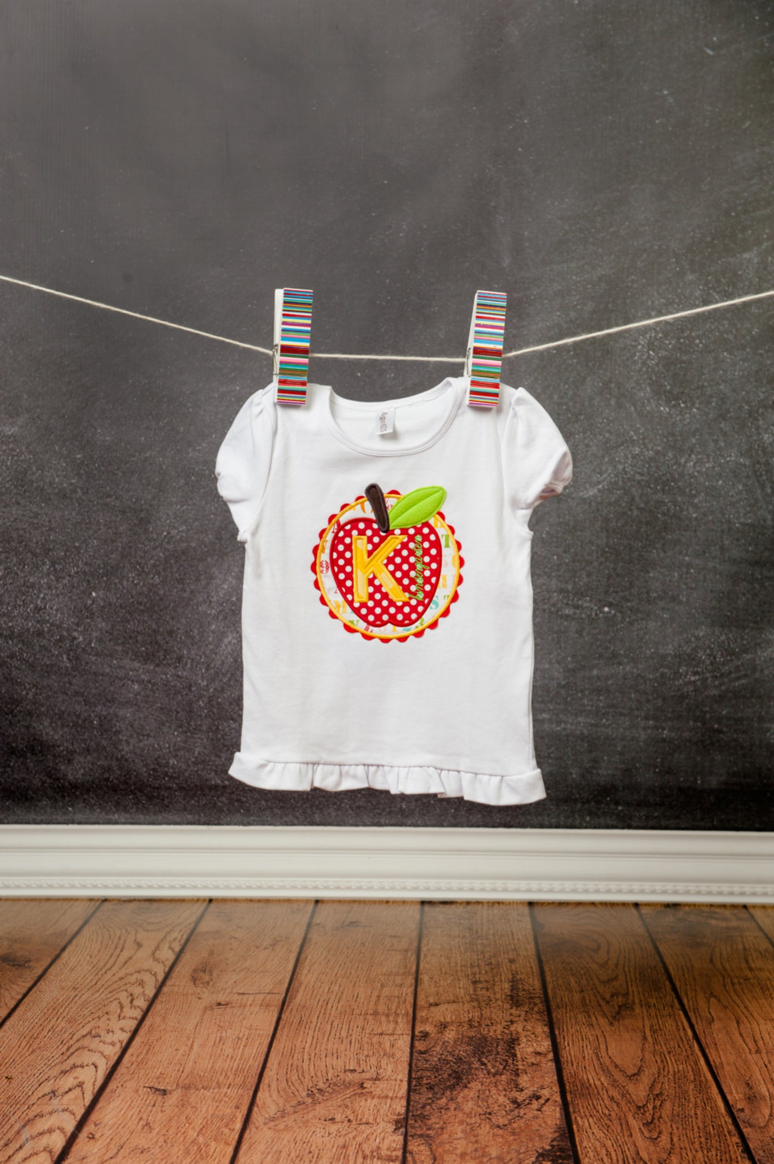 Embroidered Kindergarten Apple Shirt - Apple Back to School Shirt ...