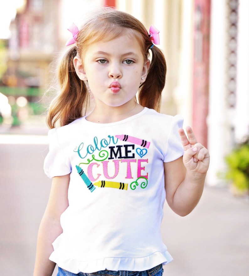 Color Me Cute Shirt Embroidered School Shirt Back to | Etsy