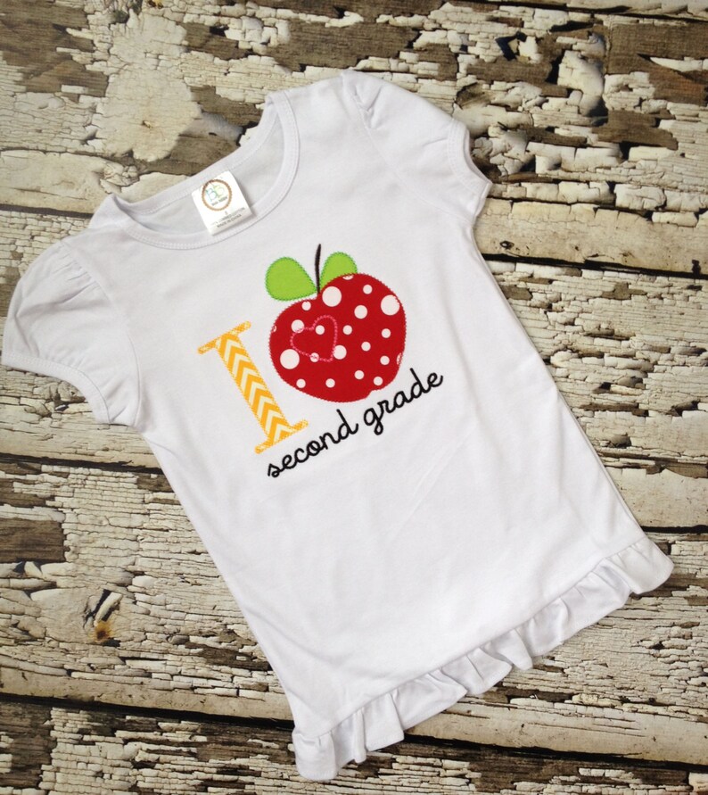 I Love 2nd Grade Shirt - Embroidered Second Grade Shirt - Back to ...
