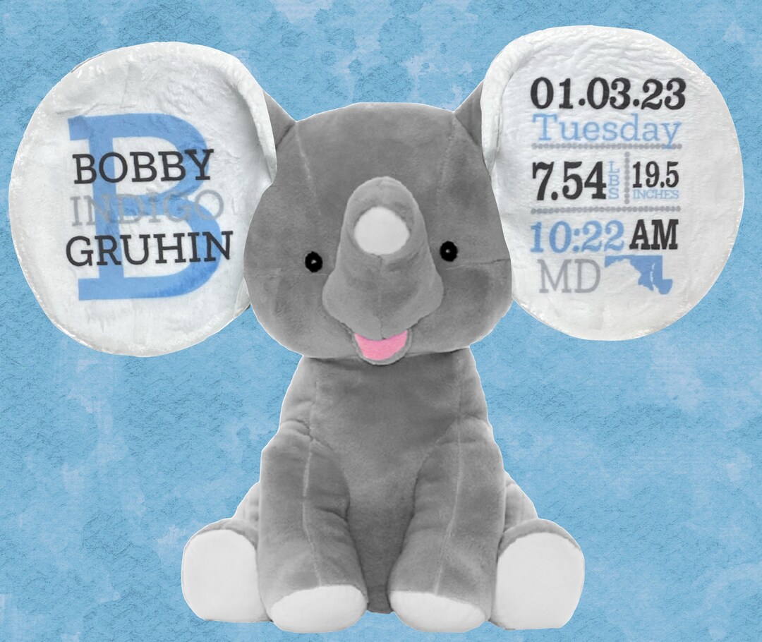Personalized Elephant Keepsake Birth Announcement - Elephant Baby Gift ...