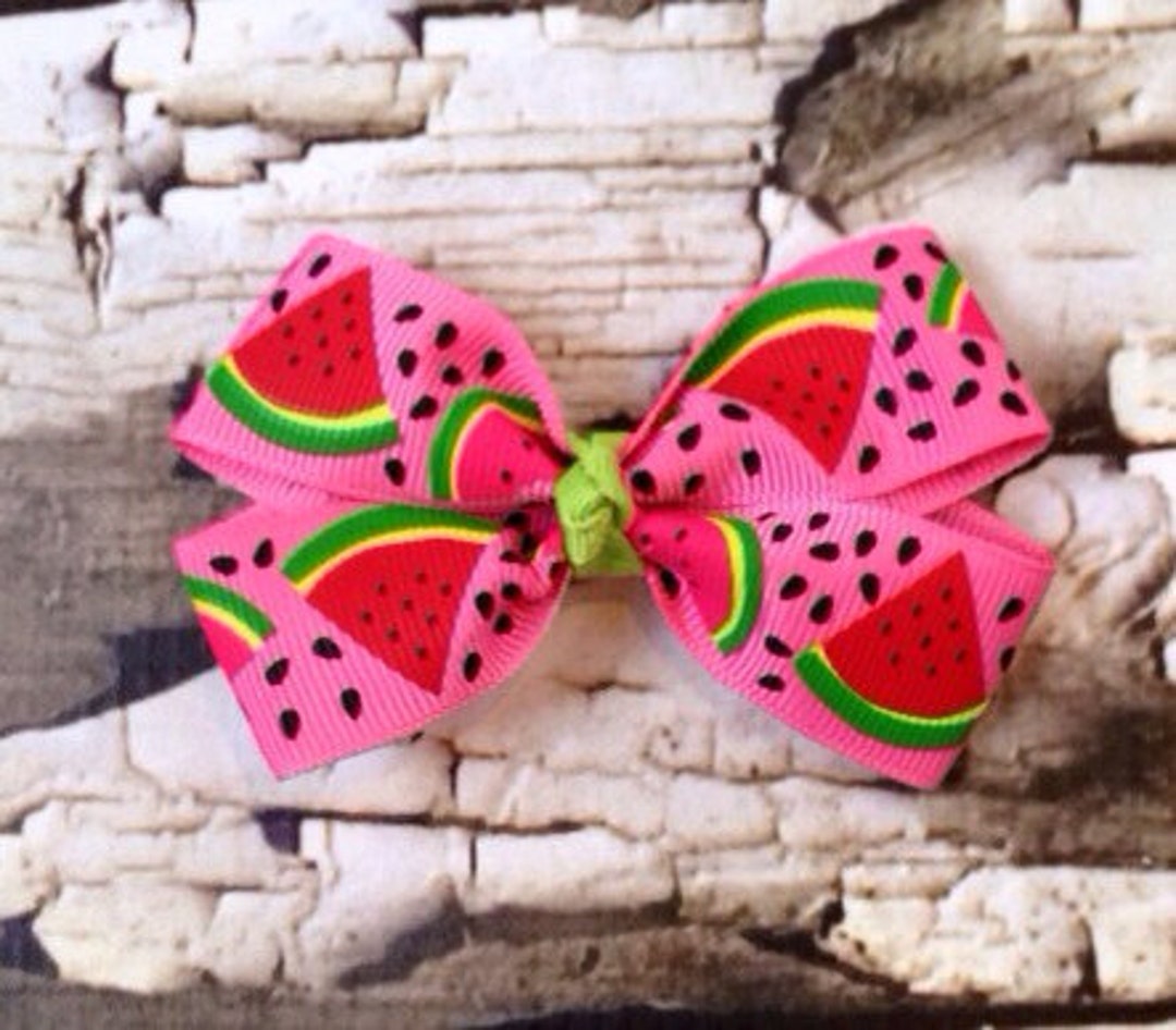 Pink Watermelon Bow Hair Bow Pink Red Watermelon Hair Clip - Etsy