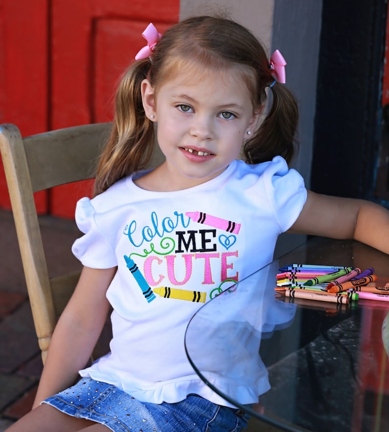 Color Me Cute Shirt Embroidered School Shirt Back to - Etsy