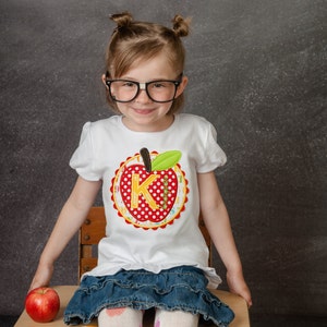 Embroidered Kindergarten Apple Shirt - Apple Back to School Shirt ...