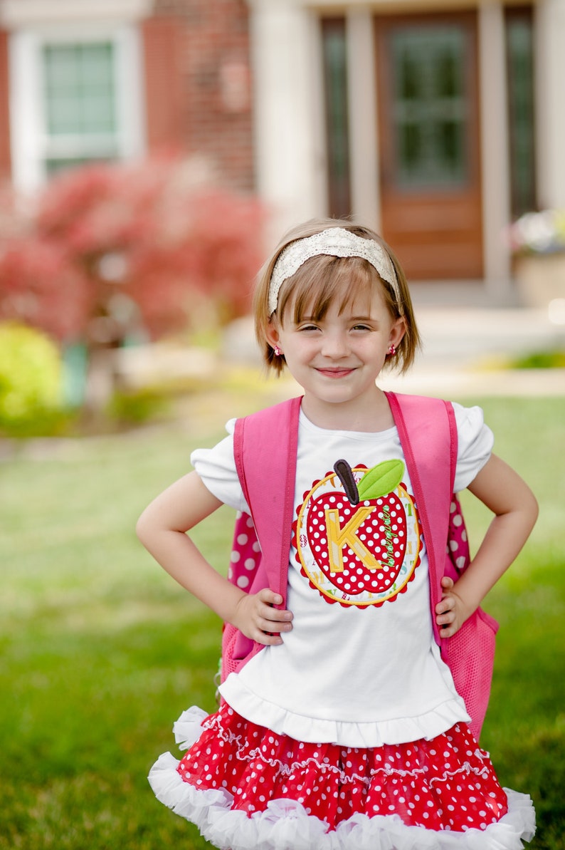 Embroidered Kindergarten Apple Shirt - Apple Back to School Shirt ...