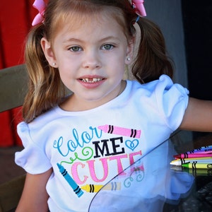 Color Me Cute Shirt - Embroidered School Shirt - Back to School Shirt ...