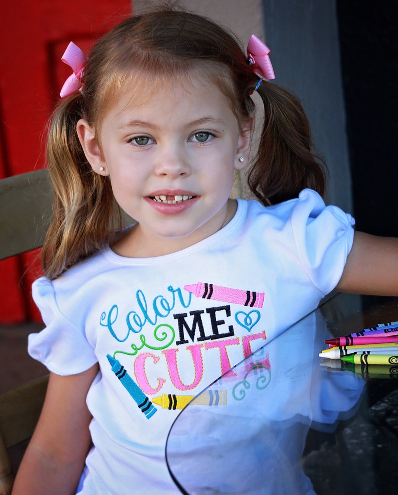 Color Me Cute Shirt Embroidered School Shirt Back to | Etsy