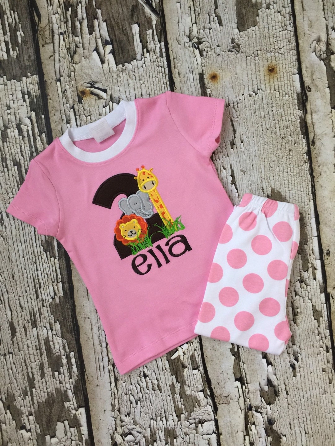Zoo Birthday Pajamas - Animal PJS - Safari Pajamas - Embroidered ...
